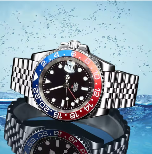 NH34 GMT 20ATM Dive Automatic Men Watch Bi-directional Bezel 90 Clicks ...