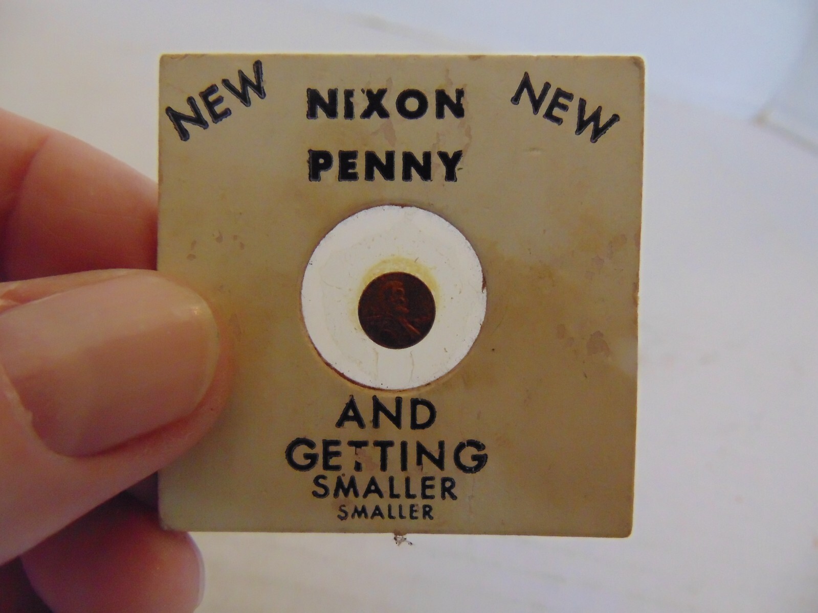 Vintage 1974 NEW "NIXON PENNY...AND GETTING SMALLER" Miniature Coin | eBay