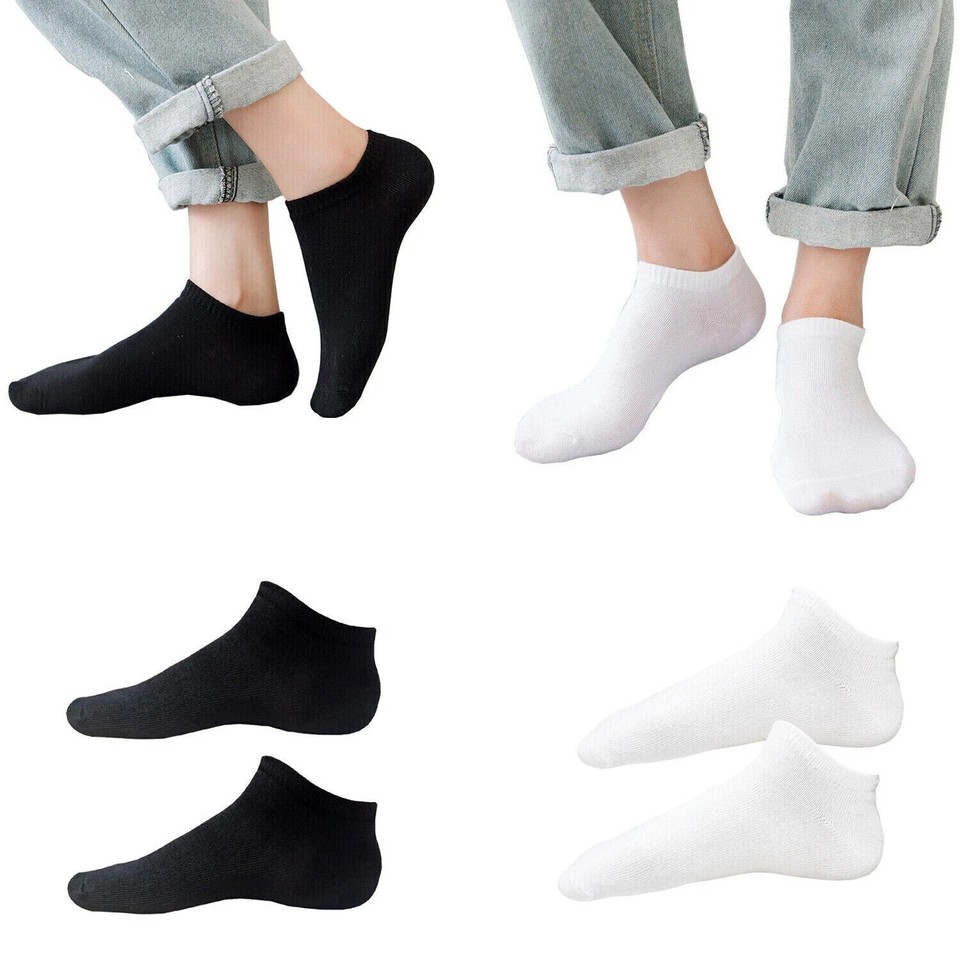 3 Pairs Trainer Socks Mens Cotton Ankle Liner Invisible Low Cut Sports ...