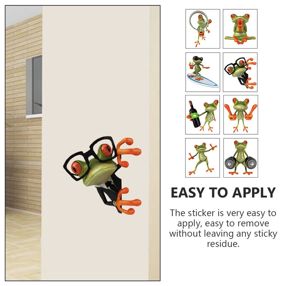 8pcs Funny Frogs Pattern Stickers Frogs Car Stickers Decorative ...