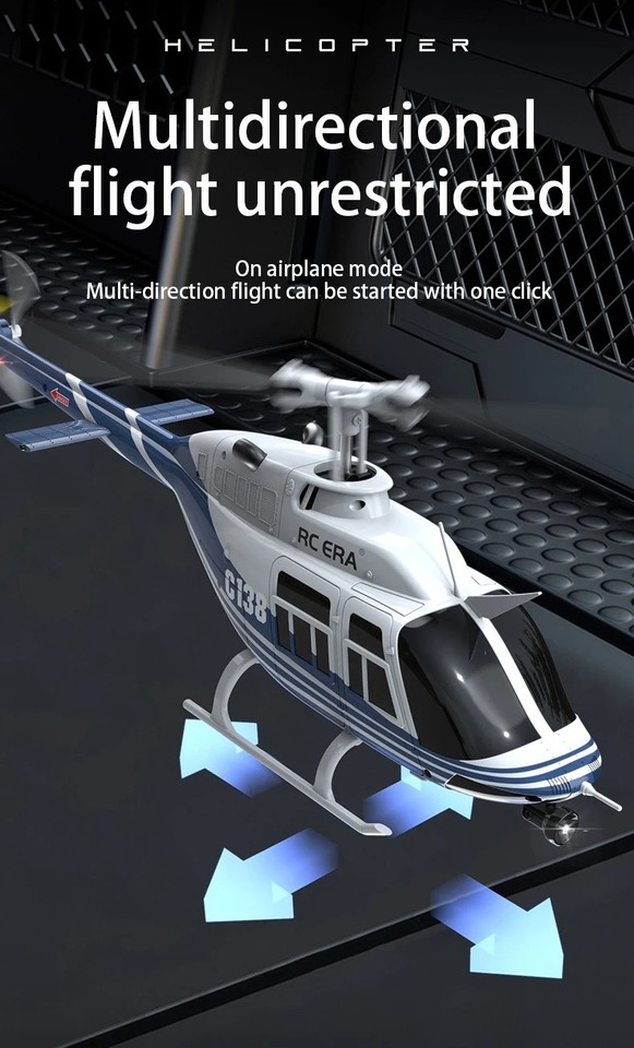 C138 RC Helicopter Bell 206 Model 1:33 Scale 2.4GHz 6-Axis Gyro ...