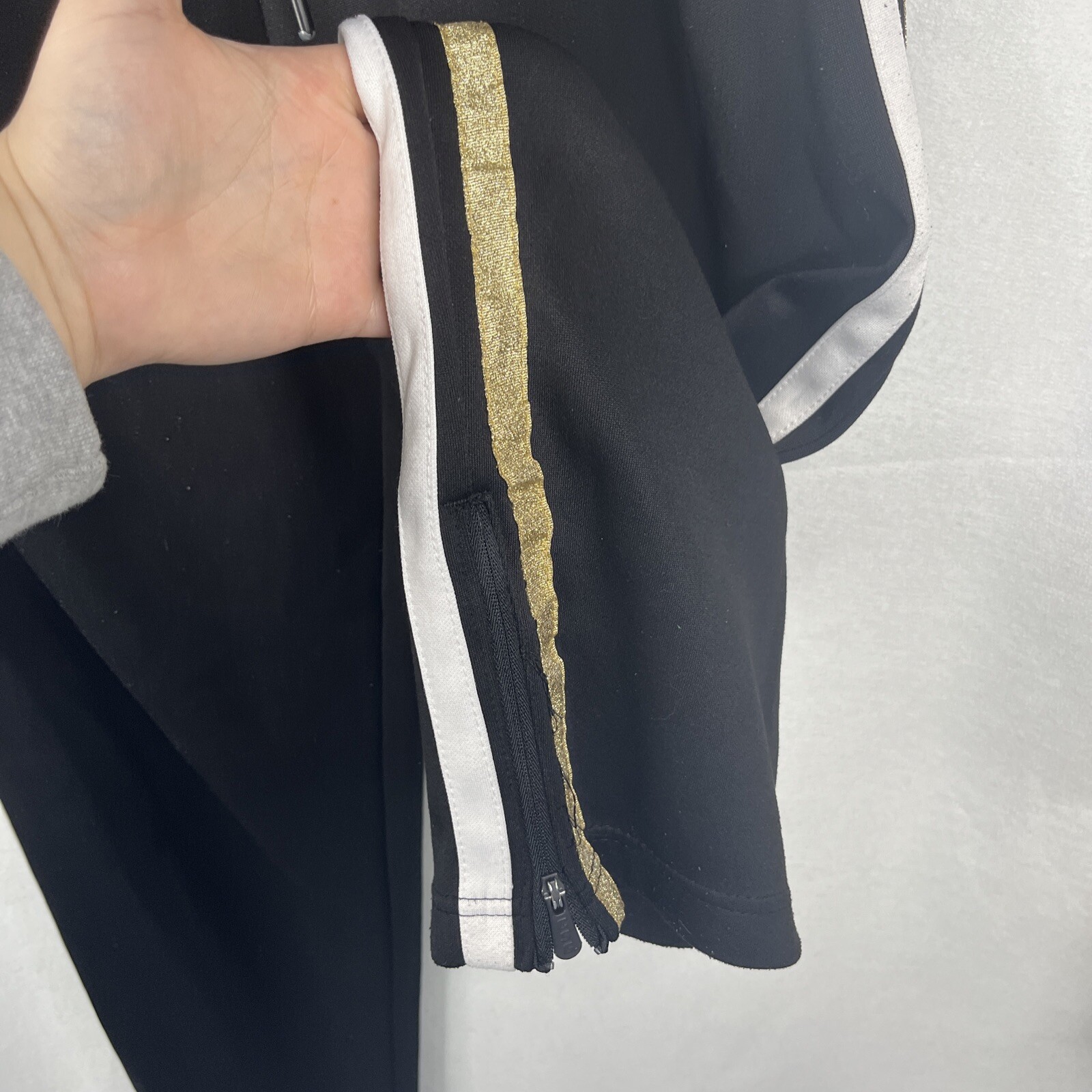 CSG Women Casual Athletic Zipper Hem Sweatpants Black Size XL Gold And ...