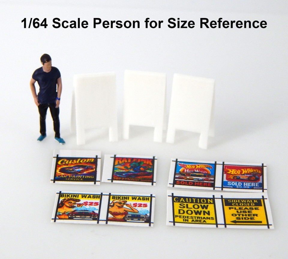 1/64 Diorama Display STREET SIGNS SIDEWALK Model City Scene Accessory S ...