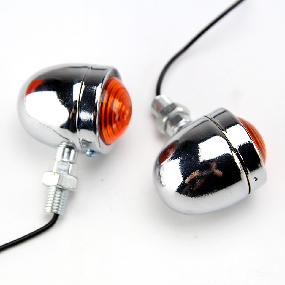 4X 12V Chrome Motorcycle Turn Signal Mini Bullet Blinker Amber ...