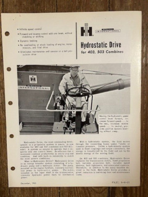 Vintage Rare IH International Harvester Hydrostatic Drive 403, 503 ...