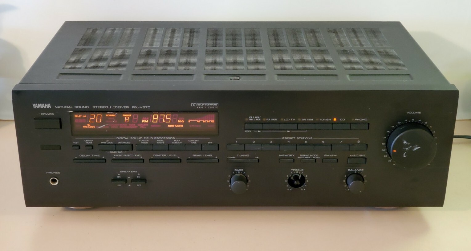 Yamaha RX-V670 A/V Home Theater Receiver. Amber display color. Tested ...