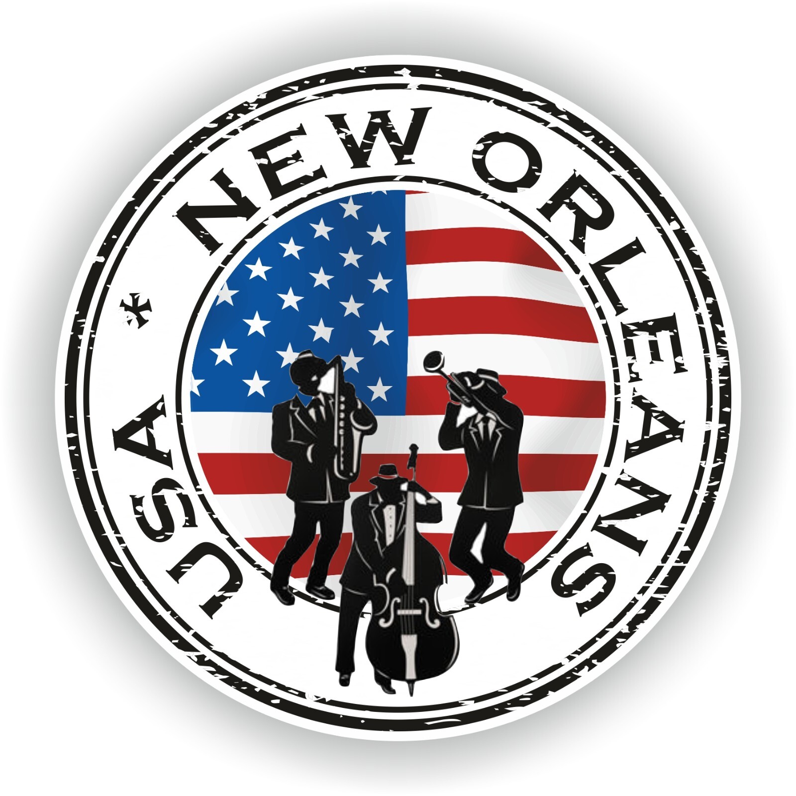 New Orleans United States Round Flag Sticker / High Resolution Vinyl ...
