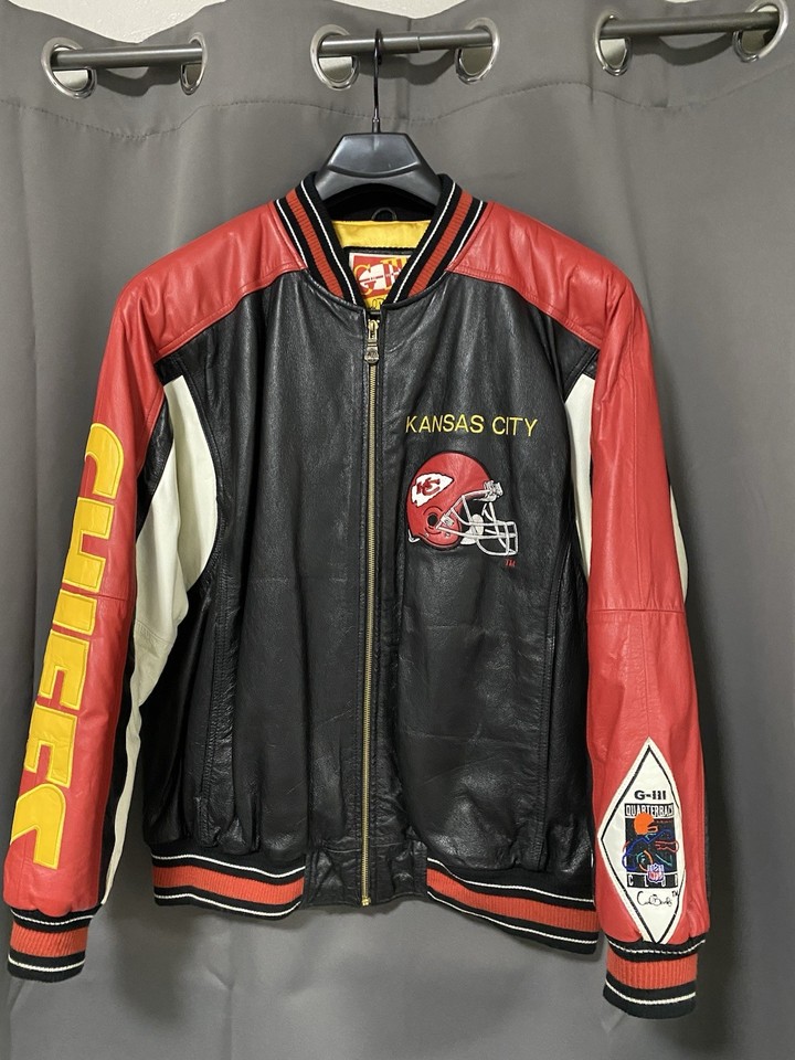 Kansas City Chiefs Men's Embroidered Full Zip genuine Leather Jacket ...