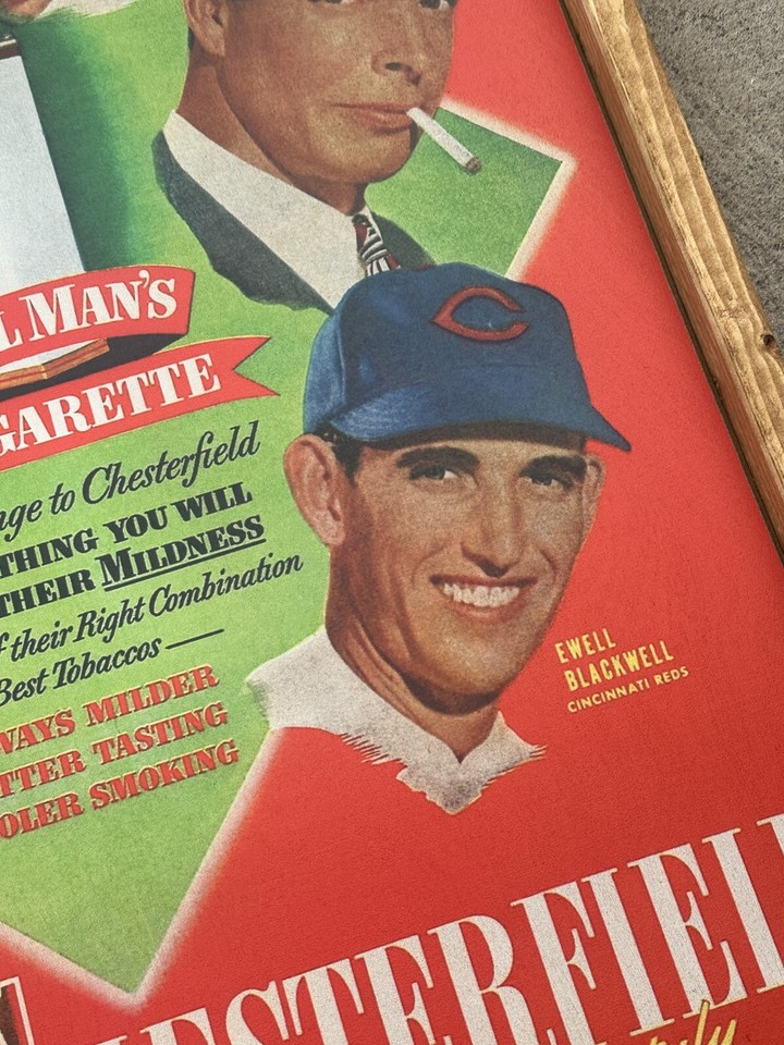Chesterfield Cigarette Baseball Ad Framed Wooden Display 12"x16 ...