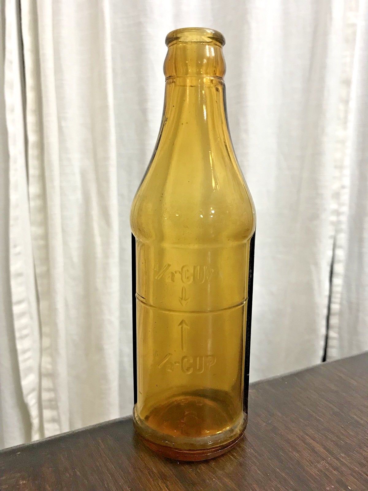 Vintage Embossed Amber Glass Measuring Bottle 1/2 Cup | eBay