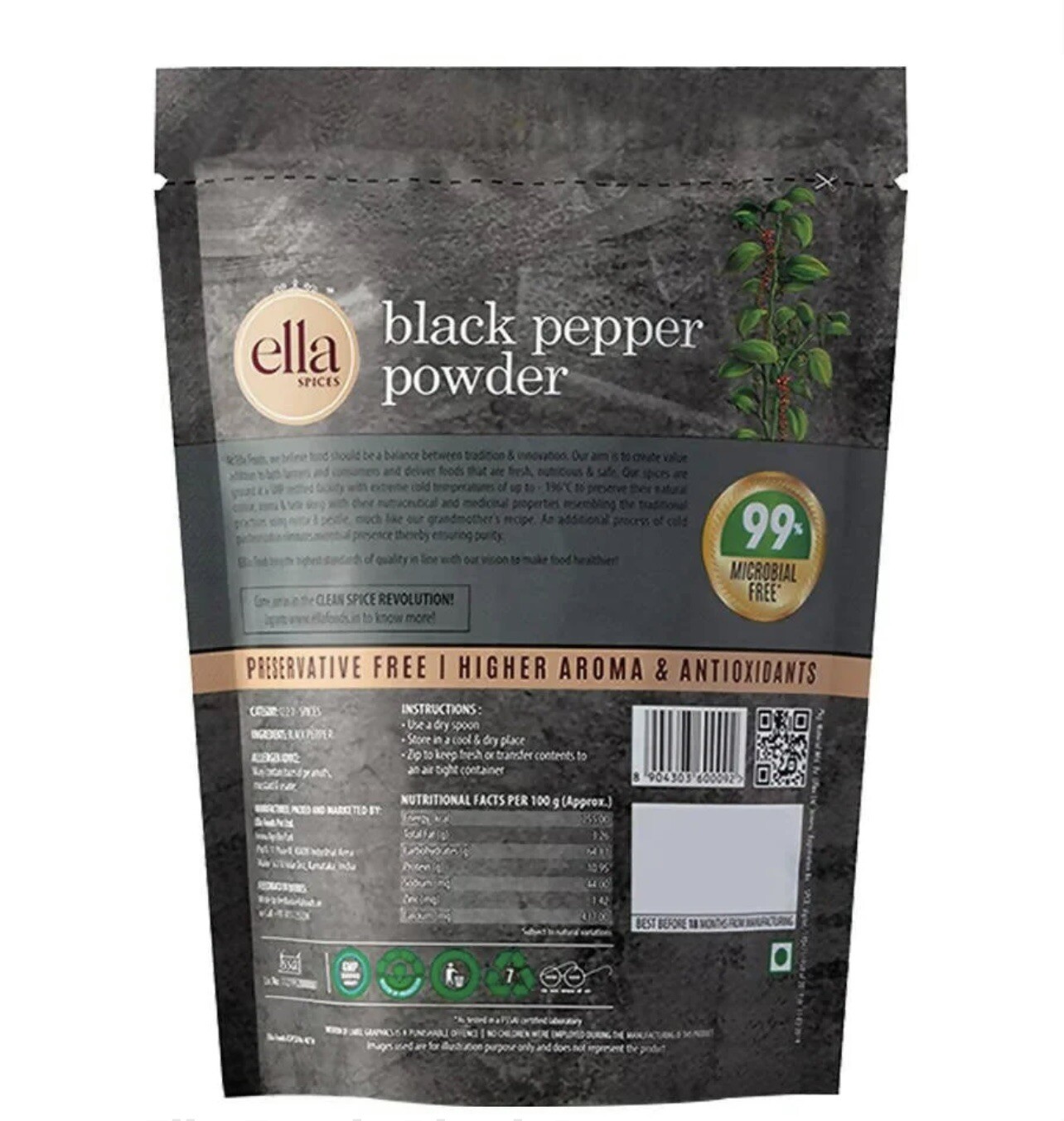 (2) Ella Spices Black Pepper Powder 3.5oz (100g) | eBay