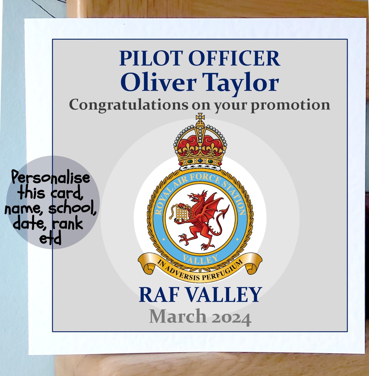 RAF VALLEY ROYAL AIR FORCE passing out graduation promotion card ...