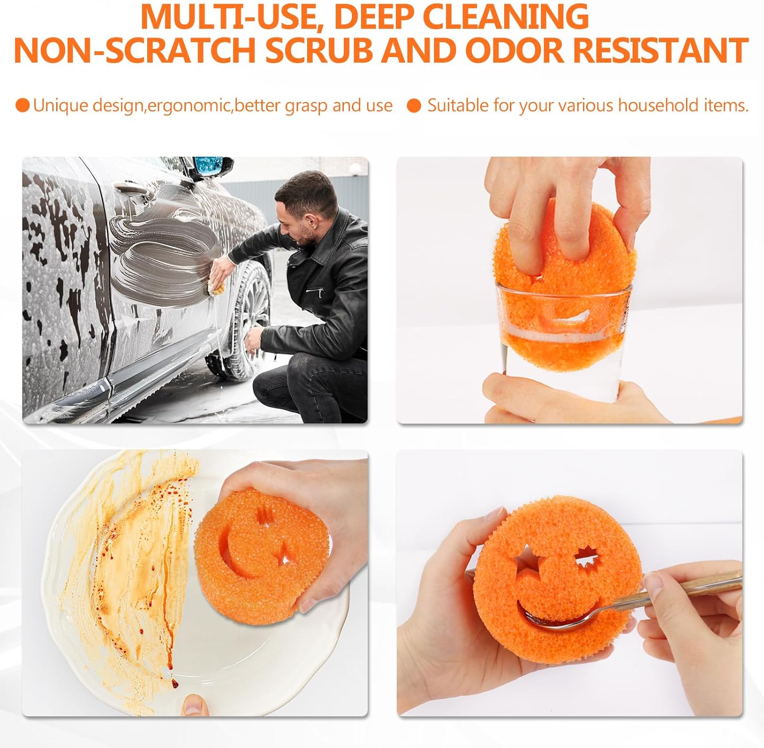 6 Pcs Kitchen Clean Sponge Variety Pack Scratch-Free Multipurpose Dish ...