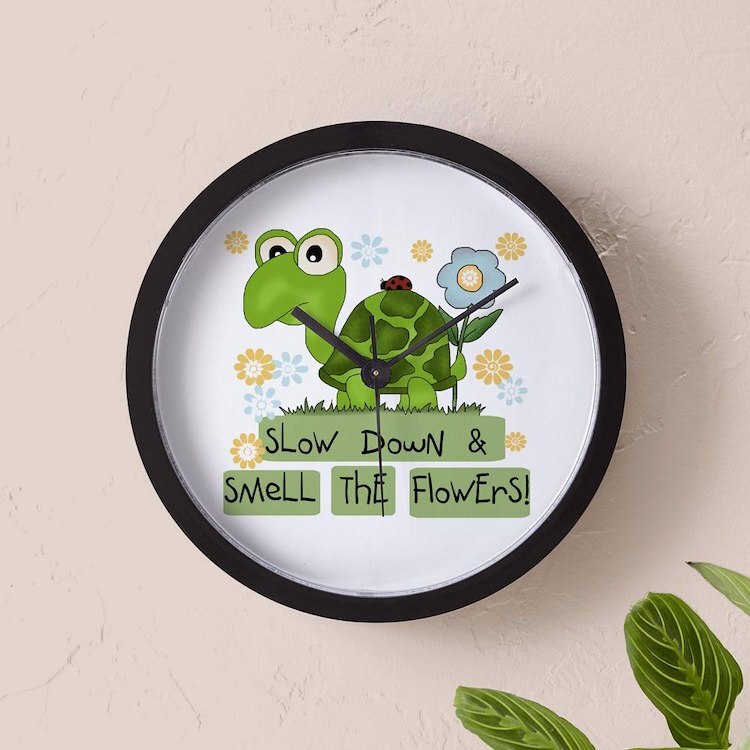 CafePress Turtle Slow Down 10" Wall Clock (510747932) | eBay