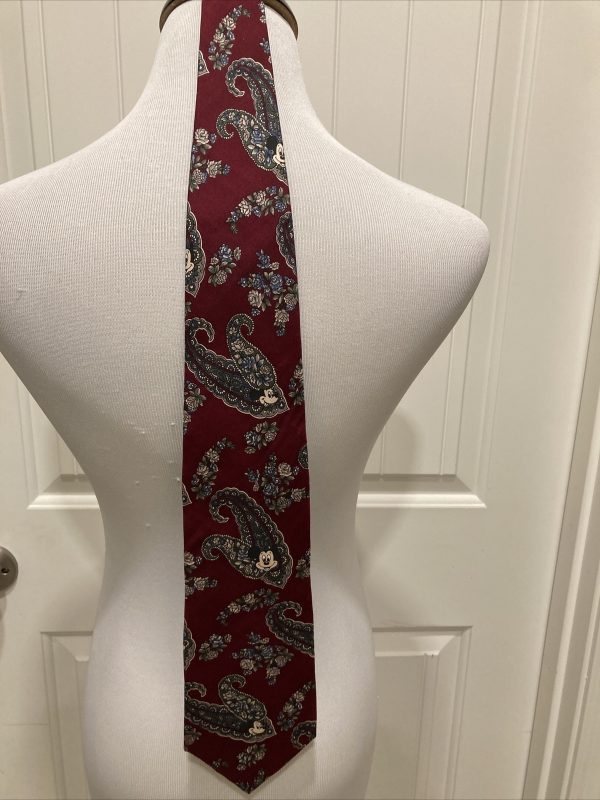 Nice Silk Maroon w/ Gray & Dark Teal Paisley Mickey M… - Gem