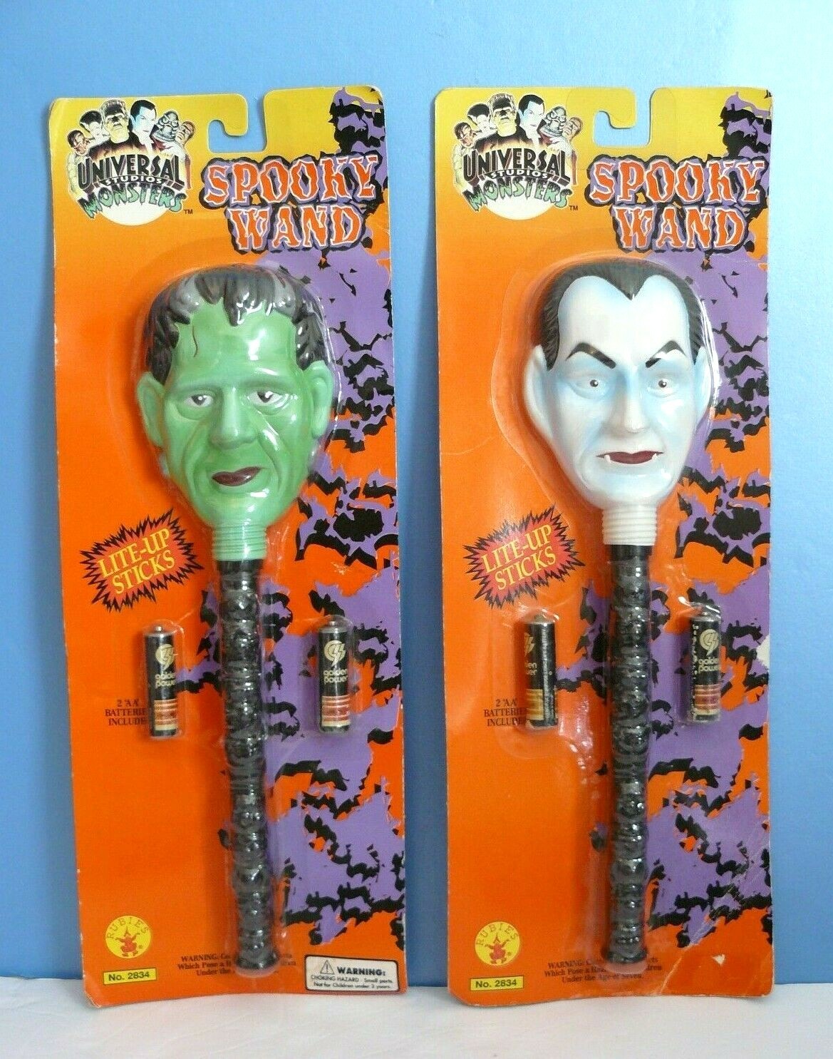 Vtg. (1994) Rubie’s UNIVERSAL MONSTERS Lot 2 SPOOKY WANDS~ FRANKENSTEIN ...
