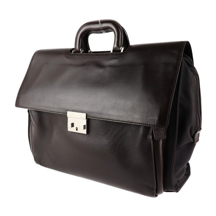 Gucci Business Bag Briefcase Brown Nylon Leather 015 1046 Gucci Business Bag Briefcase Brown Nylon Leather 015 1046