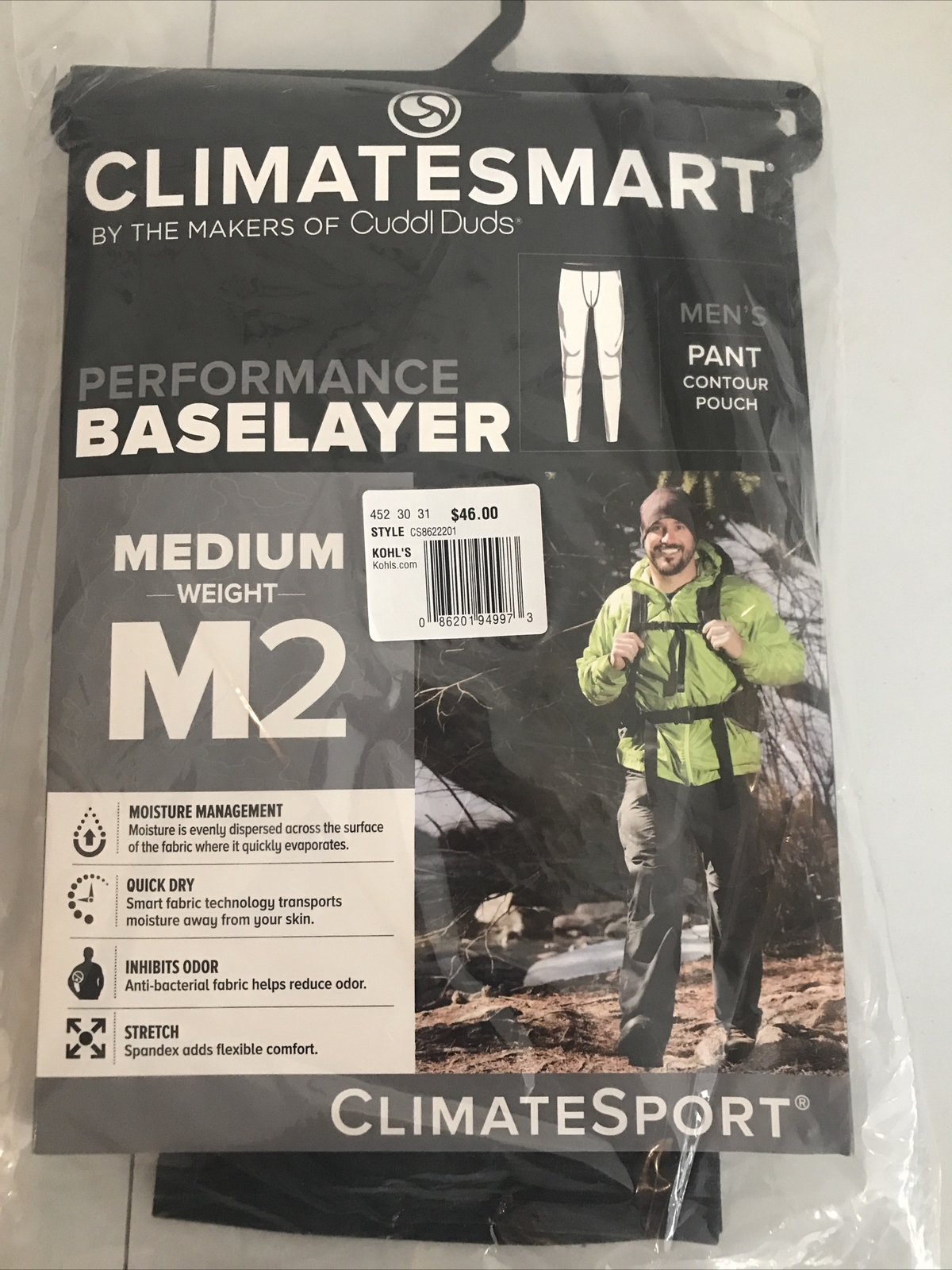 CLIMATESMART Gray M2 MEDIUM WEIGHT BASE LAYER PANTS Men XXL (APO-68-1 ...