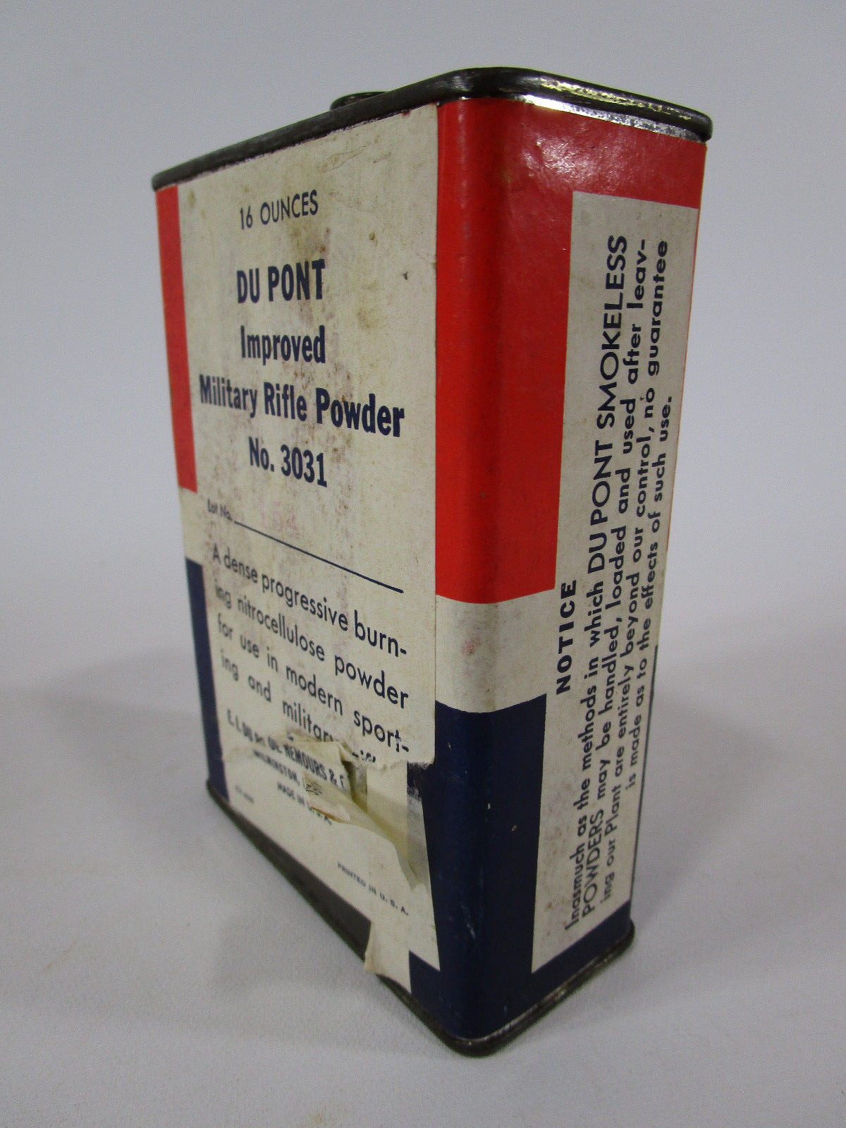 Vintage Dupont improved military Rifle Powder advertising tin 3031 can ...