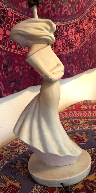 Dreamy Lady Sculpture FAIP Mid Century Table Lamp 17" Figure 28" Total ...