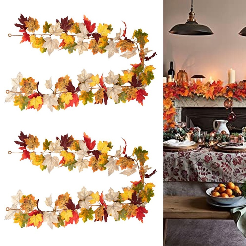 Ghirlanda fogliame autunnale seta e materiale plastico 2 pezzi foglia ...