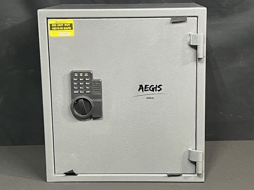 AEGIS PFS-30 2.6 Cubic Feet Fire Safe Box Lock Pad/Key Entry Gray Used ...