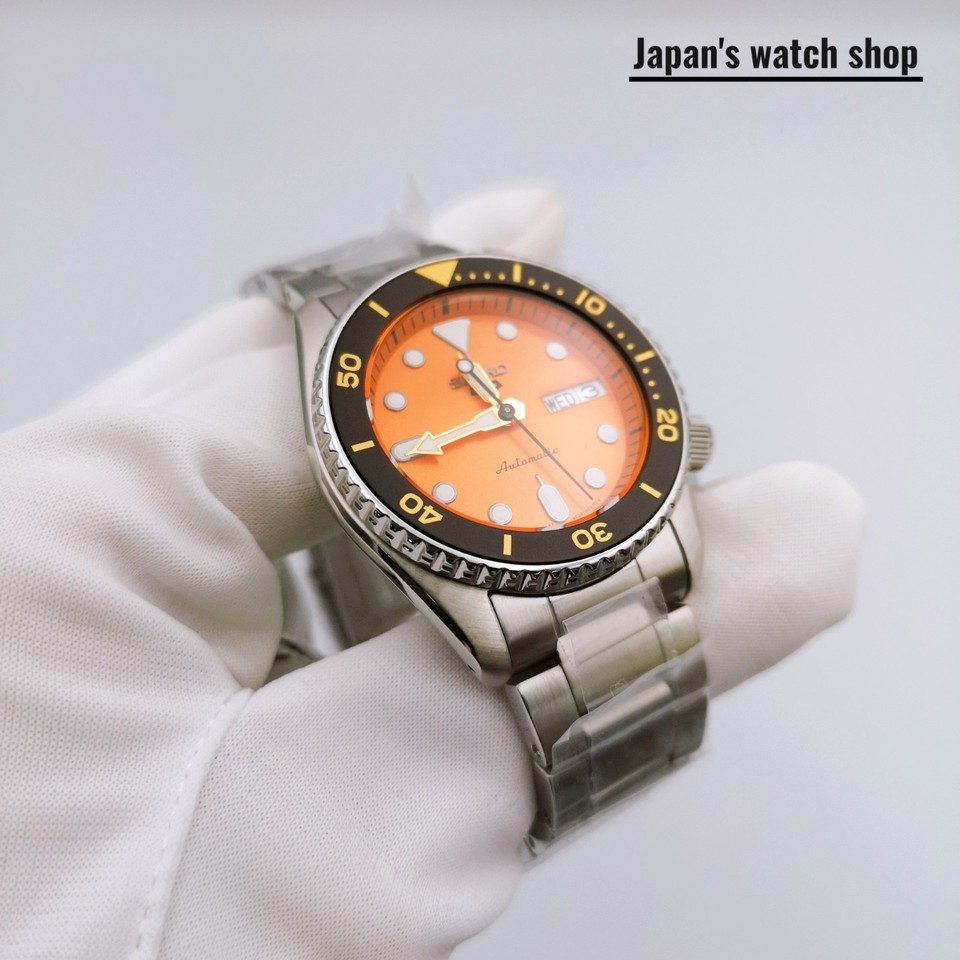 SEIKO 5 Sports SBSA231 Orange Automatic Mechanical Diver Men's Watch ...