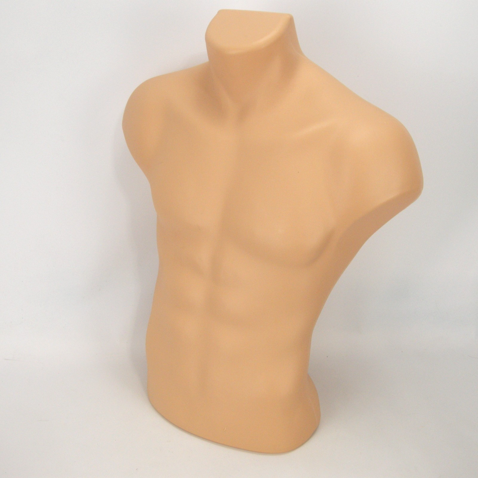 Male Mannequin Torso Flesh Plastic Mens Upper Body Form | eBay