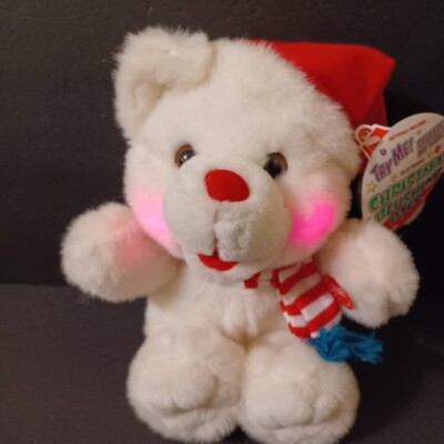 Christmas Blushing Pals Bear 9" Musical Changeable AA Batteries Lights ...