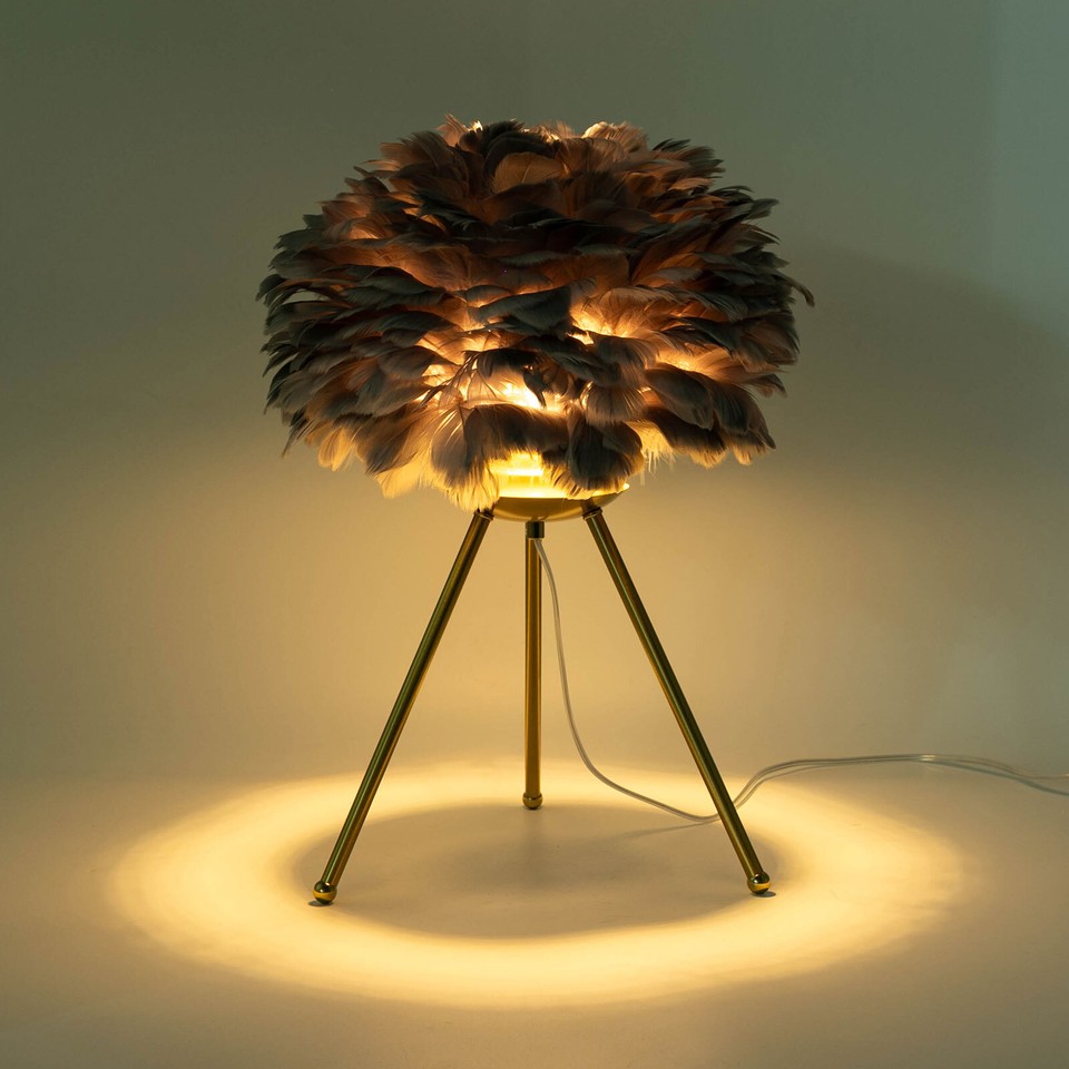 Gray Feather Table Lamp Tripod Lamp, Feather Lamp, Table Light Hand ...