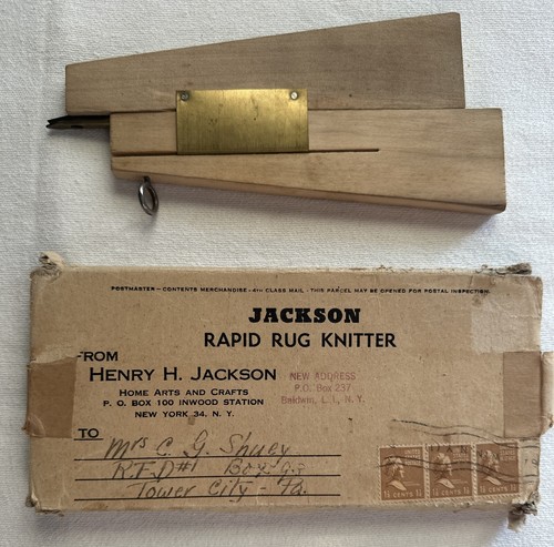 Jackson Rapid Rug Knitter Wood Shuttle Punch Tool Rug Hooking Needle ...