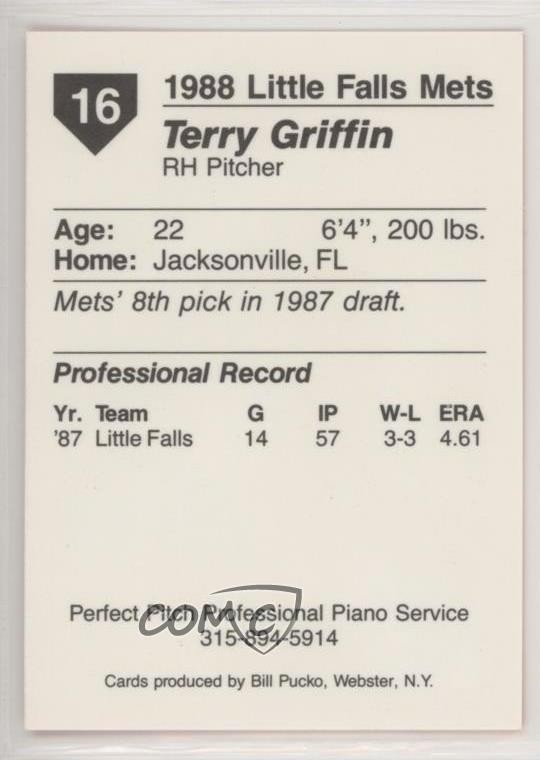 1988 Bill Pucko Little Falls Mets Terry Griffin #16 | eBay