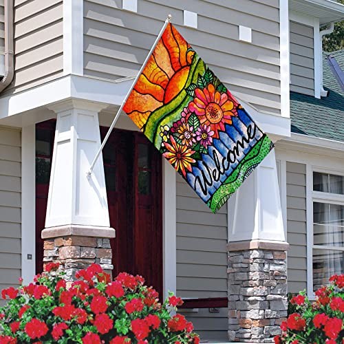 Home Decorative Welcome Spring Summer House Flag, Sunshine Watercolor ...