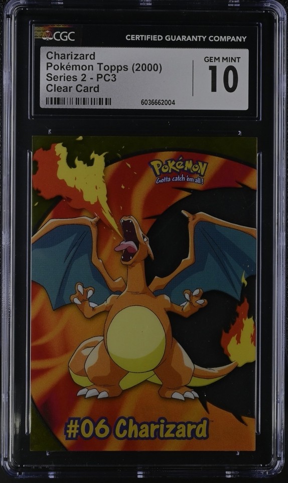 Pokémon Charizard Topps Series 2, TV Animation Clear Card #PC3, CGC 10 ...