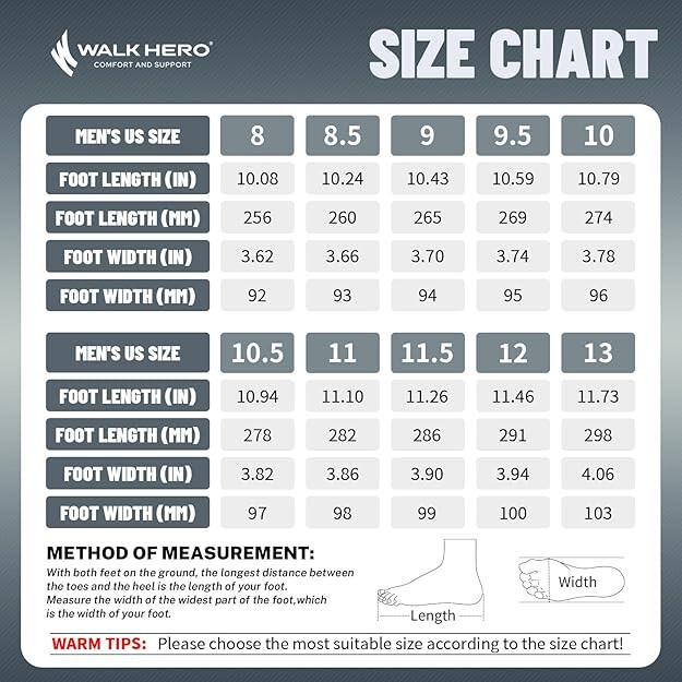 Walk-Hero Mens Hiking Shoes for Plantar Fasciitis | eBay