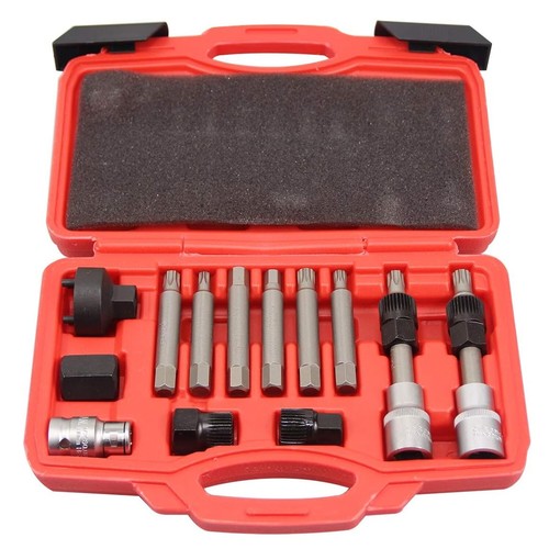 13 pc Alternator Freewheel Pulley Removal Socket Bit Set Garage Service ...