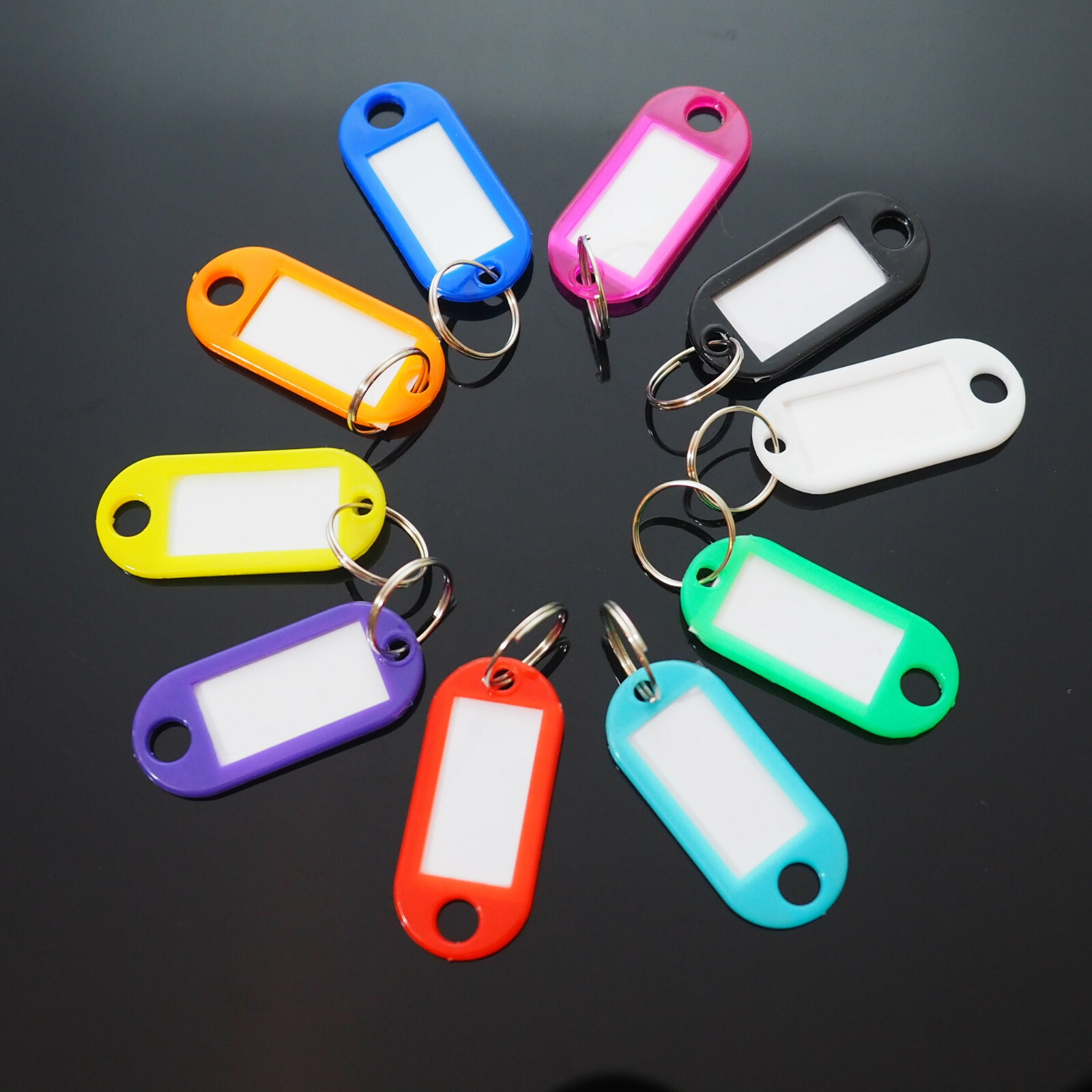 10Pcs Plastic Key Tags Id Label Name Luggage Car Tags Split Ring ...