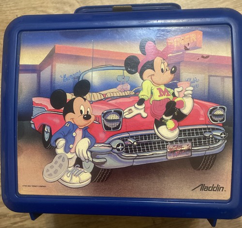 Vintage Alladin Mickey Mouse & Minnie Pluto's Diner Blue Plastic Lunch ...