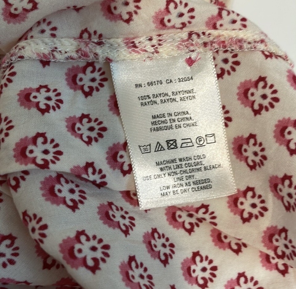 Anthropologie Maeve Women’s Top Beige Pink Floral Split Neck Ruffle ...