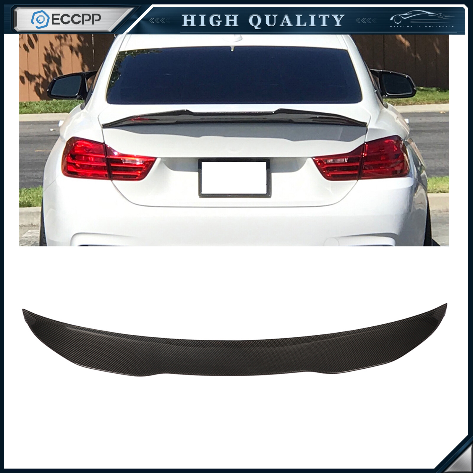 PSM High-kick Carbon Fiber Spoiler For 2014-2019 BMW F32 4-Series Coupe ...