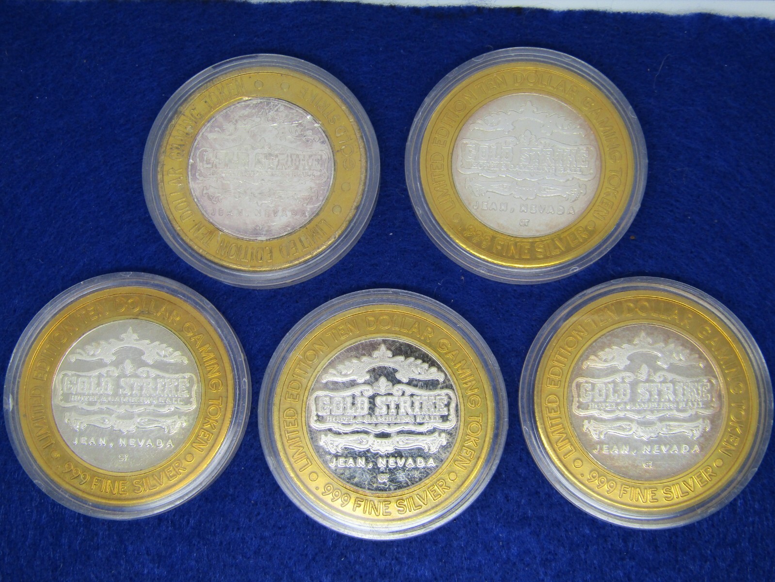 Lot of 5 Limited Edition Gold Strike Silver $10 Casino Tokens | eBay