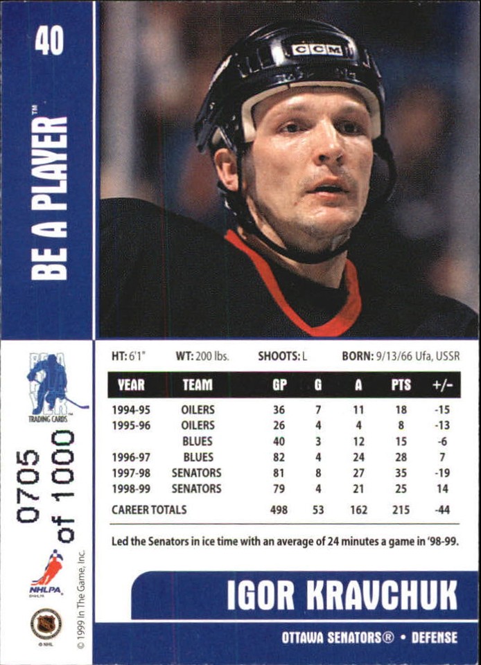 1999-00 (SENATORS) BAP Memorabilia Silver #40 Igor Kravchuk /1000 | eBay