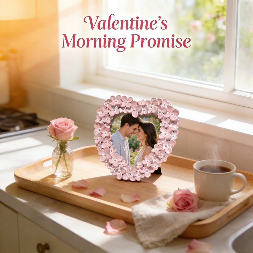 4x4 Inch 3D Floral Heart Shaped Frame - Hand-Crafted Resin Picture ...