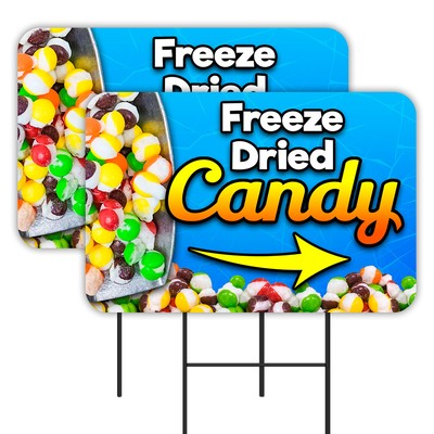 Freeze Dried Candy 2 Pack Double-Sided Yard Signs 16" x 24" with Metal ...