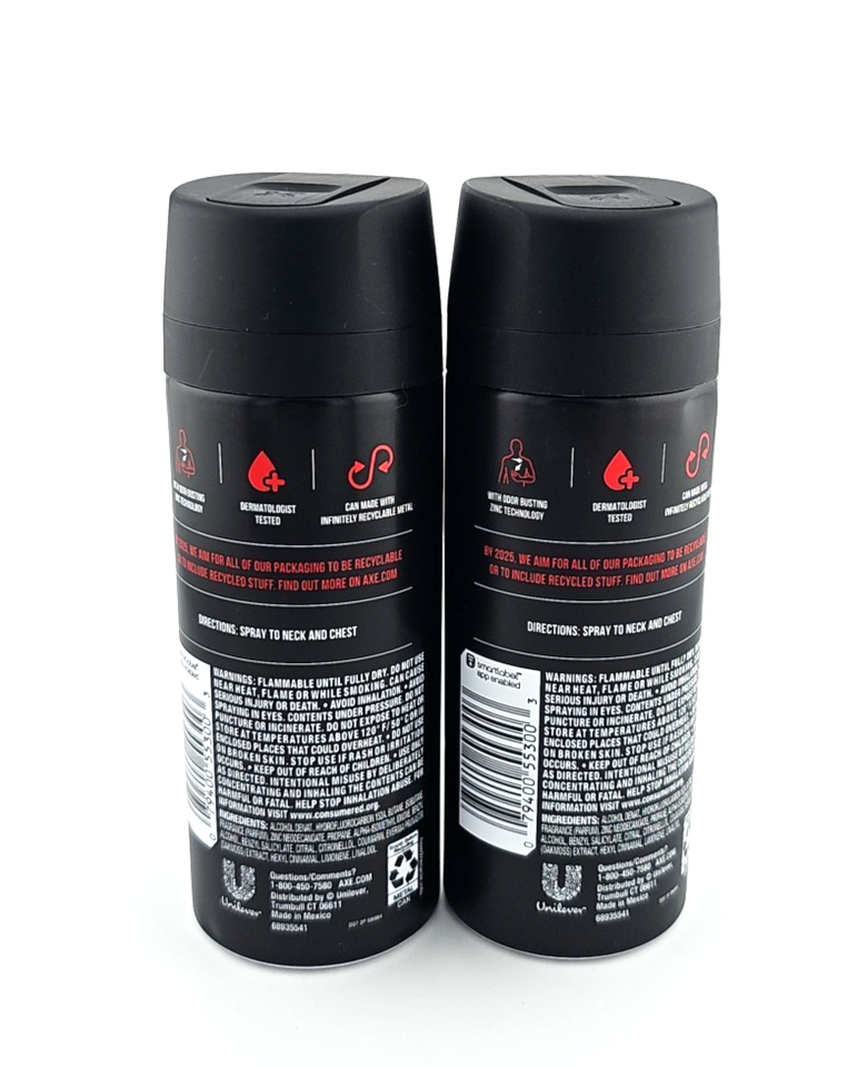 2‑Pack Axe Essence Body Spray Black Pepper & Cedarwood 4 oz Each 48 H ...