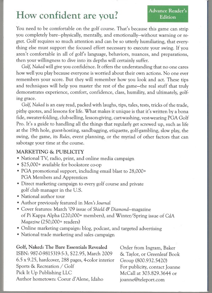 GOLF, NAKED THE BARE ESSENTIALS REVEALED GREG ROWLEY ADVANCED READING ...