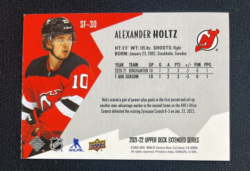 2021-22 Upper Deck Extended ALEXANDER HOLTZ #SF-30 SPx Finite 53/99 ...