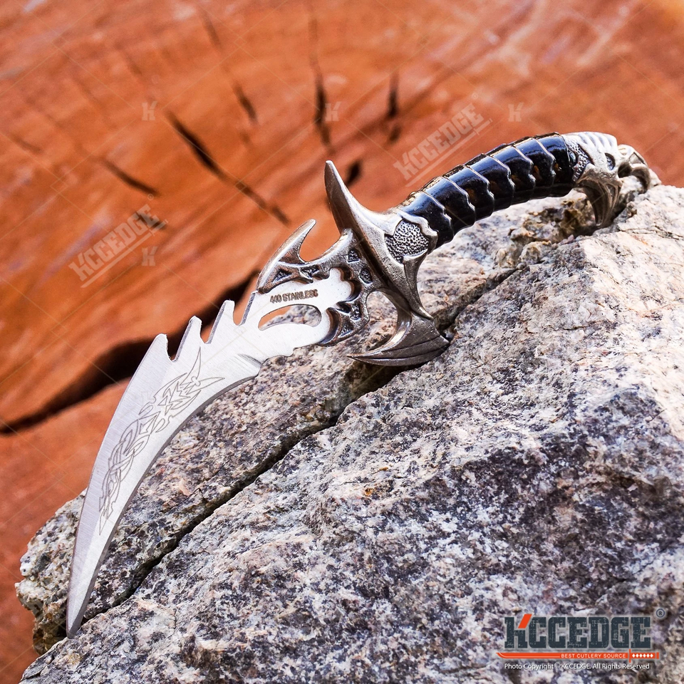 2pc MEDIEVAL KARAMBIT CLAW Knife Twin Set FIXED BLADE DAGGERS Sheath ...