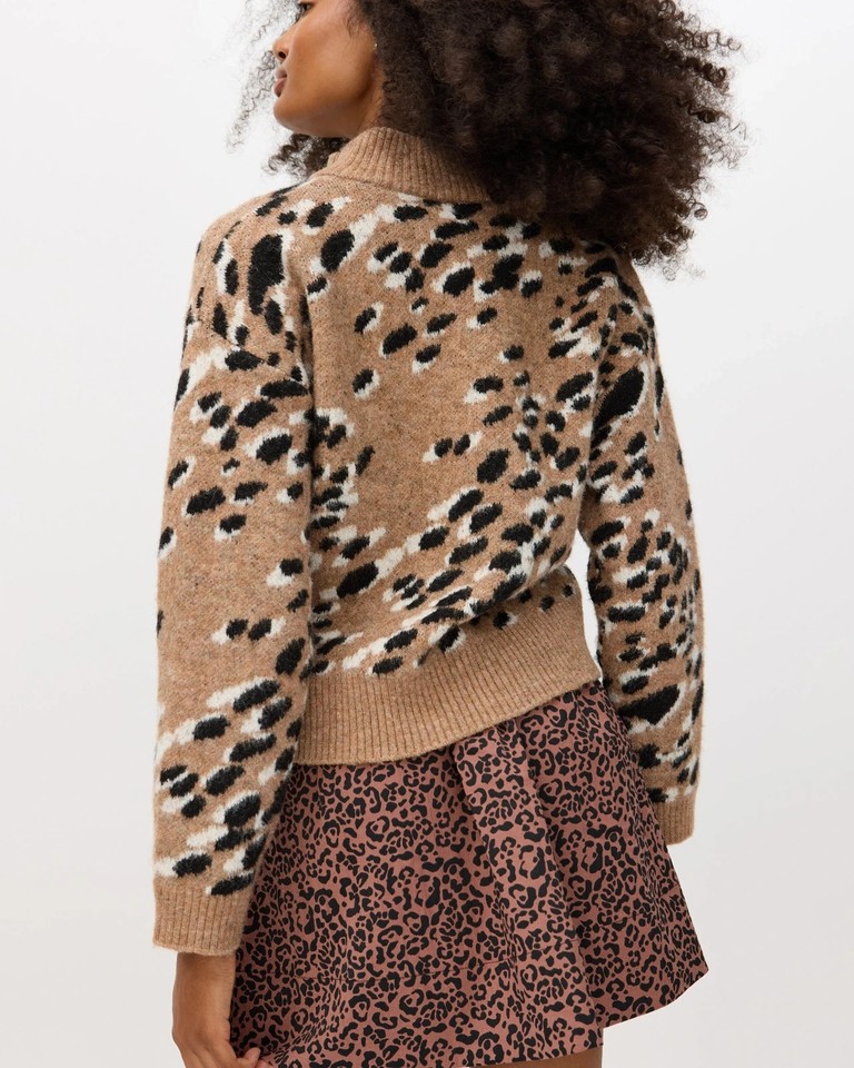 BNWT: Brown Horse Print Zip Up Knitted Bomber Jacket from Oliver Bonas ...