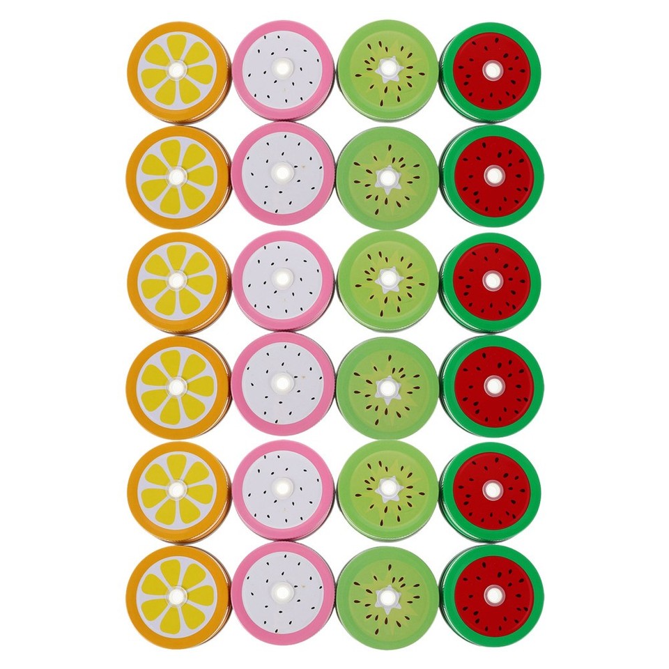 24pcs Mason Jar Lids With Holes: Fruit Shaped Canning Drinking Storage ...
